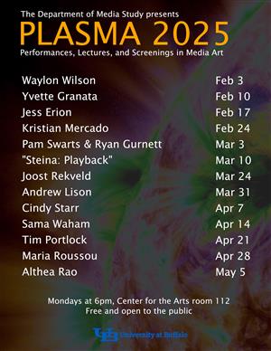 UB Events Calendar - Department of Media Study PLASMA 2025 Speaker Series