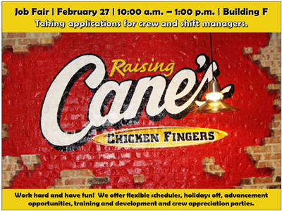 BPCC Events Calendar - Raising Cane's Job Fair