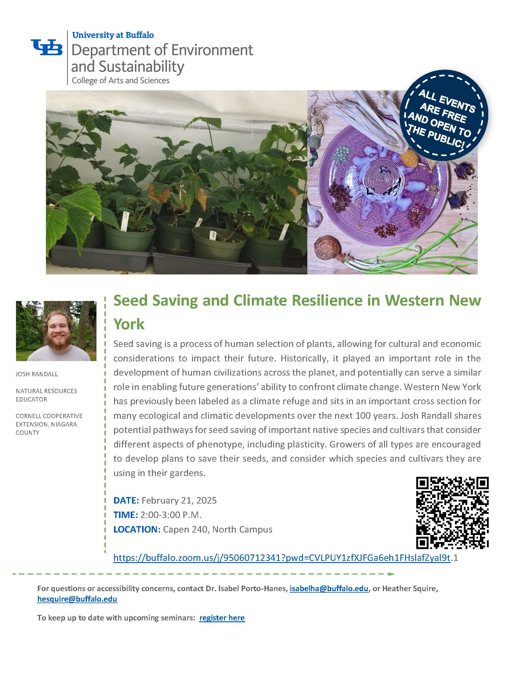 UB Events Calendar - Friday Seminar: Josh Randall, Seed Saving and ...