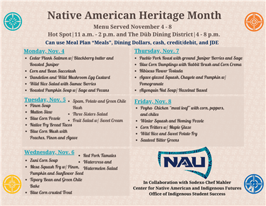NAU Events - Native American Heritage Month - Düb Dining District