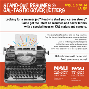 NAU Events - Stand-out Resumes and CAL-tastic Cover letters!