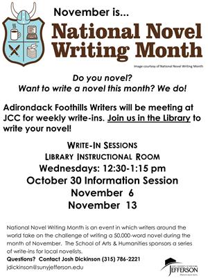 SUNY Jefferson Calendar - National Novel Writing Month