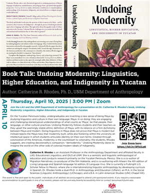 UNM Events Calendar - Book Talk: Undoing Modernity: Linguistics, Higher ...