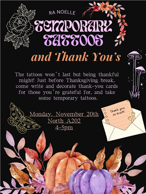Albright College - Temporary Tattoos and Thank You’s hosted by RA Noelle