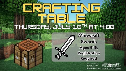 Keokuk Events - Crafting Table: Minecraft Swords