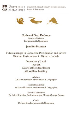 Environment, Earth and Resources - Oral Defence, M.Sc., Jennifer Bruneau