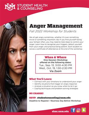 Student Health & Counseling - Anger Management Workshop for Students