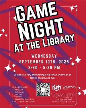 UNM Events Calendar - Game Night at the Library
